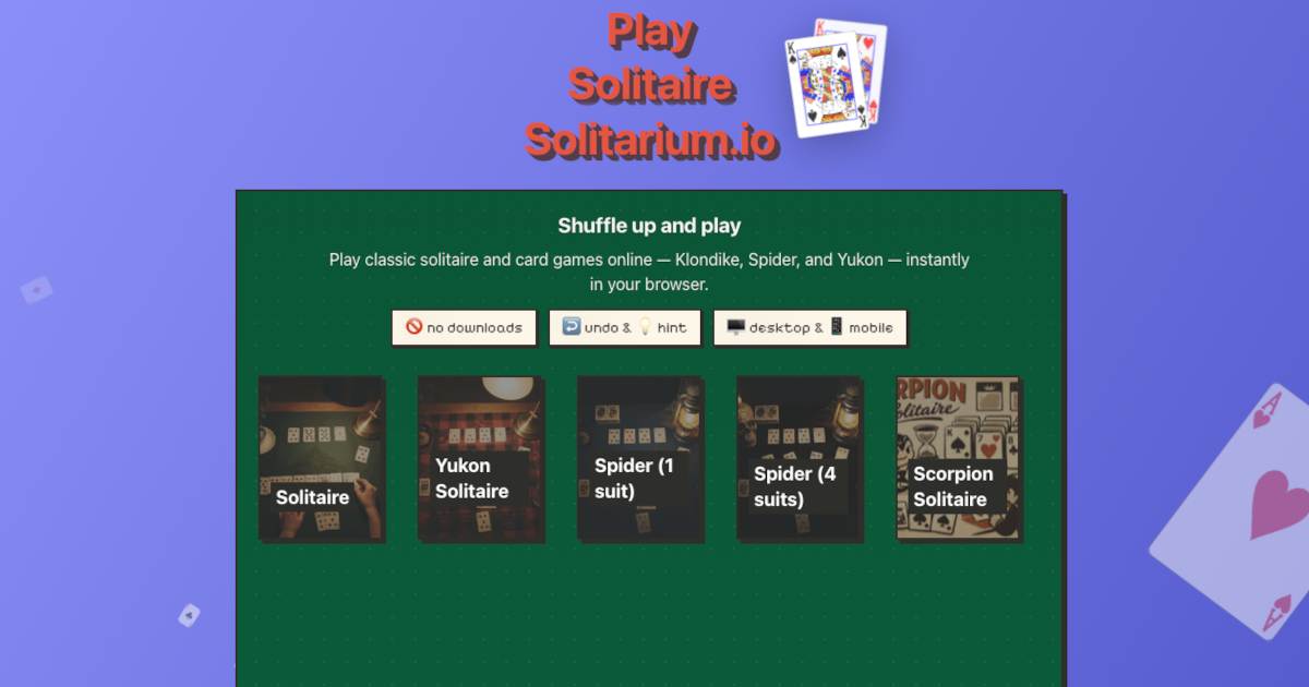 Play Solitaire Games Online | Solitarium.io